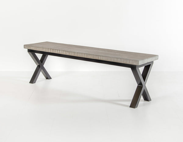 Shelby Rustic Solid Wood Metal Bench Crossed Leg – Eat Sleep Live