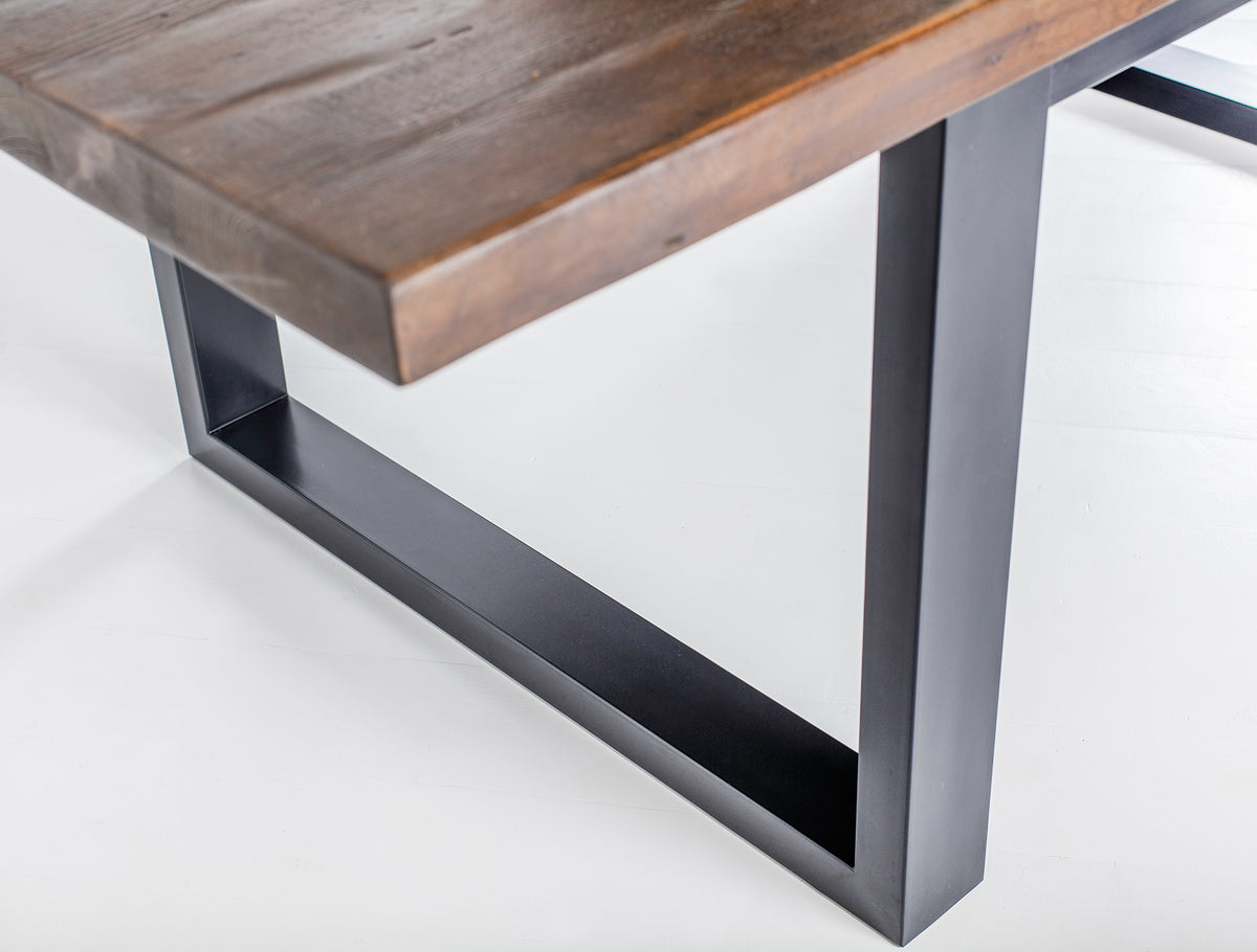 Reclaimed Wood and Painted Metal Rustic Dining Table – Eat Sleep Live