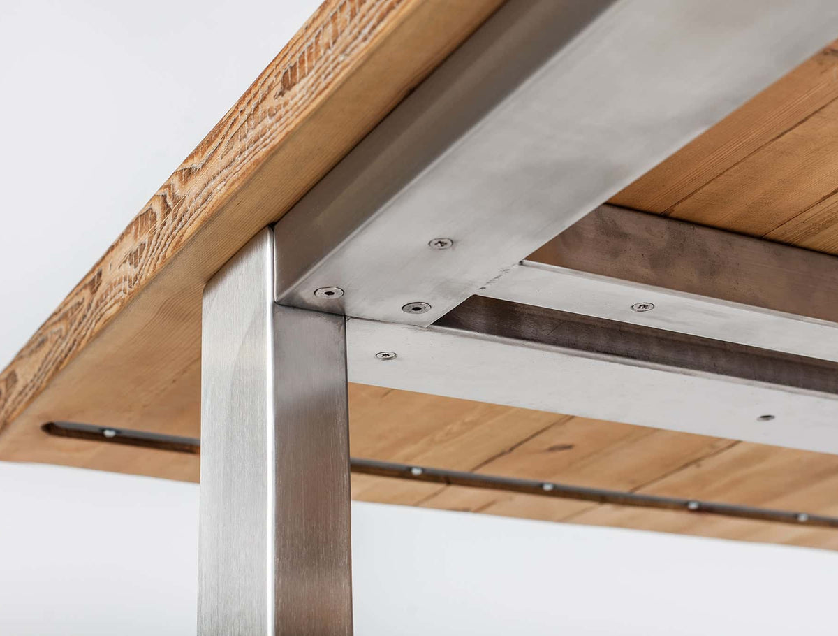 Reclaimed Wood and Metal Rustic Dining Table – Eat Sleep Live