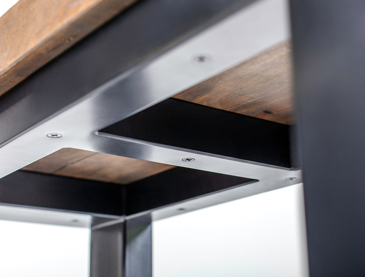 Reclaimed Wood and Painted Metal Rustic Dining Table – Eat Sleep Live