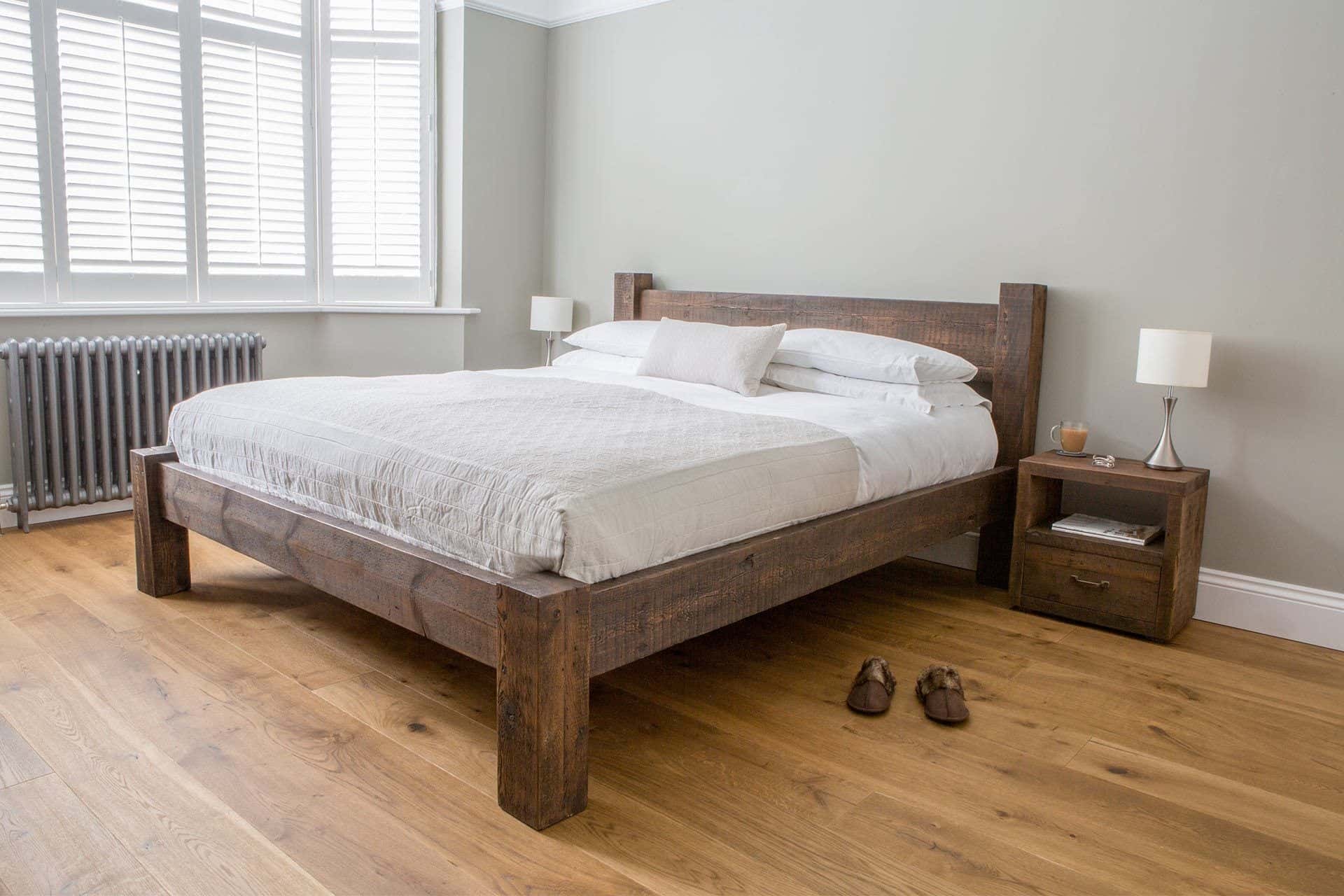 Reclaimed Rustic Wood Hudson Bed With Low End - Eat Sleep Live