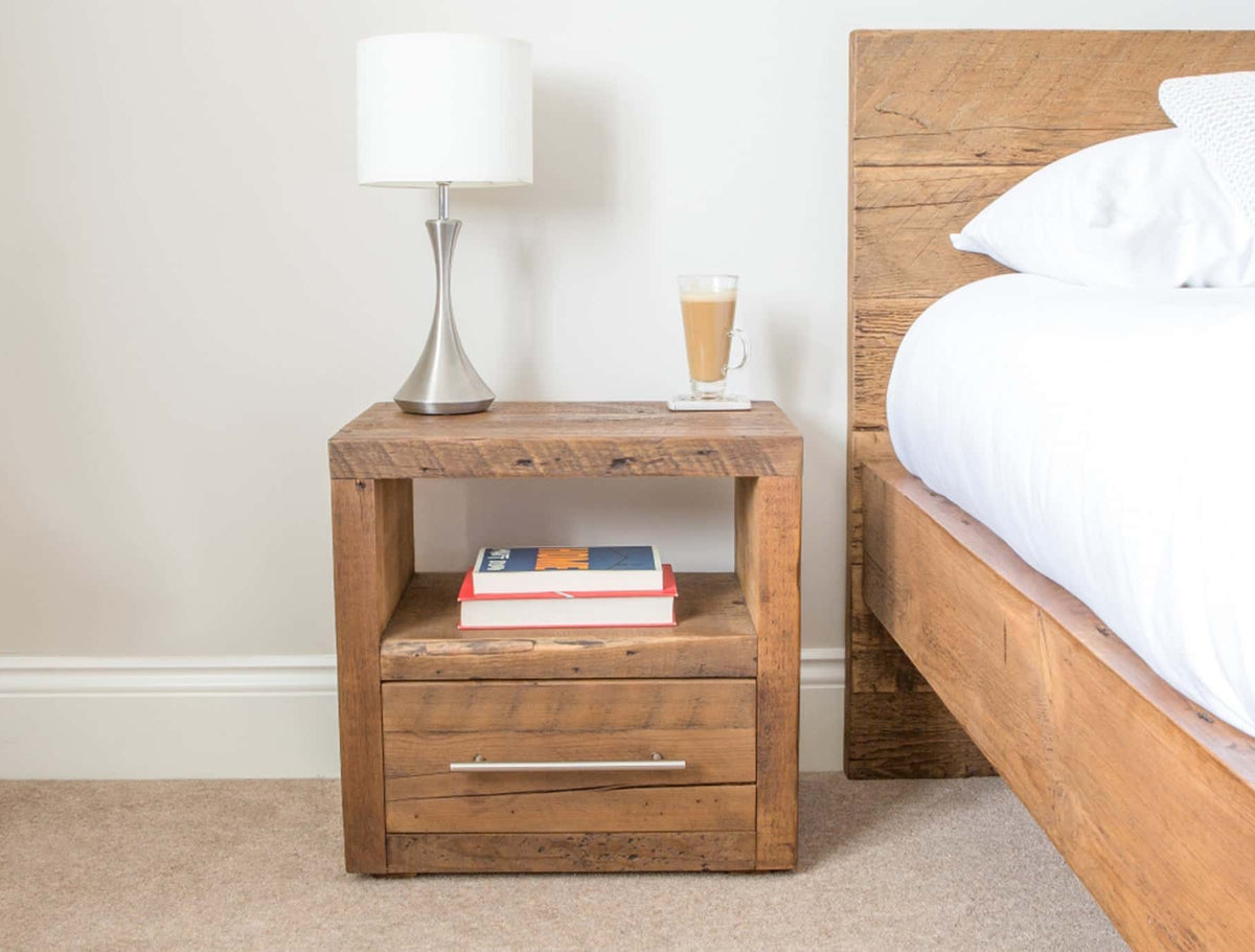 Reclaimed Rustic Wood Branson 1 Drawer Bedside – Eat Sleep Live